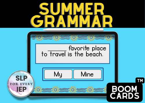 Summer Grammar Boom™ Deck Activity by SLP for every IEP | TPT