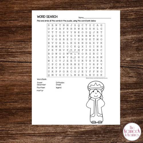 Catholic Saint Word Puzzles - No Prep Activity - St Barbara | TPT