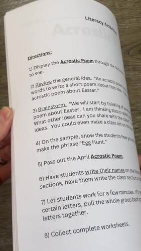 4th Grade No Prep Sub Plan April Bundle | Literacy, Math, and Art ...