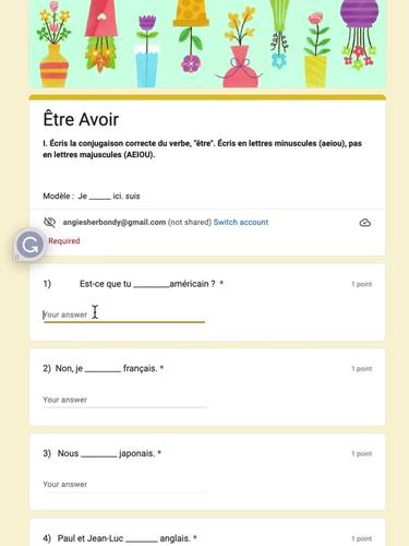 Être And Avoir French Verbs Present Tense Printable And Digital Tests ...