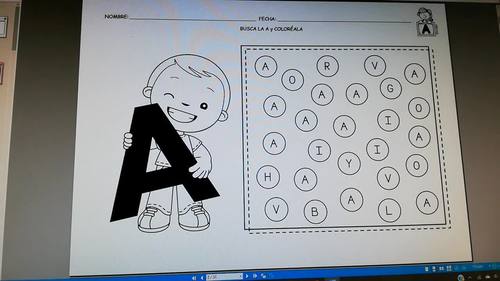 Trabajo LETRA A (hojas de trabajo) / Worksheets letter A (IN SPANISH)