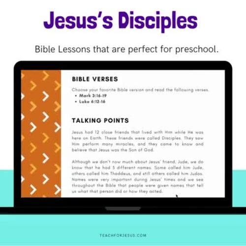 Preschool Toddler Bible Lessons for Sunday School about 12 Disciples of ...