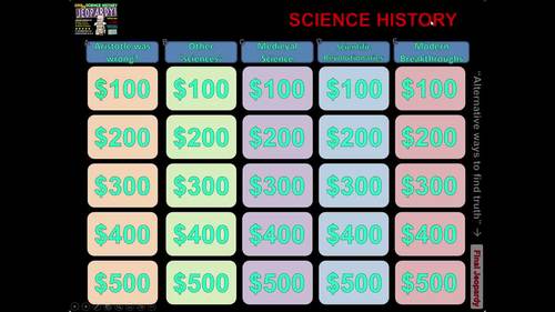 "SCIENCE HISTORY" JEOPARDY! Middle School Science Version 1 of 12