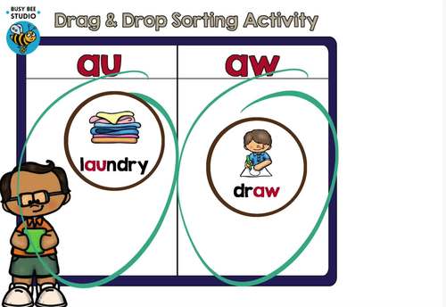 AU and AW Sorts Boom Cards Diphthongs game by Busy Bee Studio | TPT