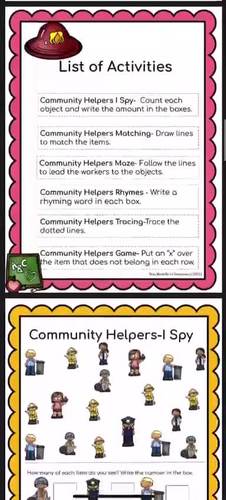 Labor Day Fun Interactive Activities- Community Helpers Activities