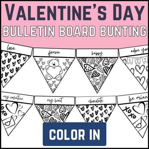 Valentines Day Bulletin Board Display Bunting Border | Craft | TPT