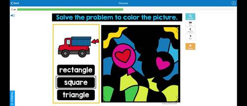 Boom Cards™ Valentines 2D Shapes Digital Color Code: Digital Task Cards