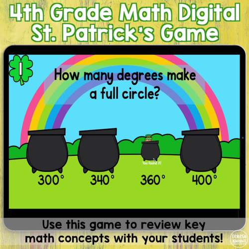 4th Grade St. Patrick's Day Math Angle Measurements Digital Review Game