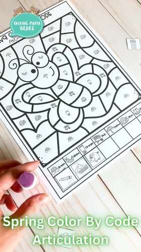 Spring Speech Therapy Color By Code Activity by Talking Mama Bears