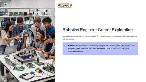 Robotics Engineer Career Exploration 101 Grades 4-12 PPTX Slides Career ...