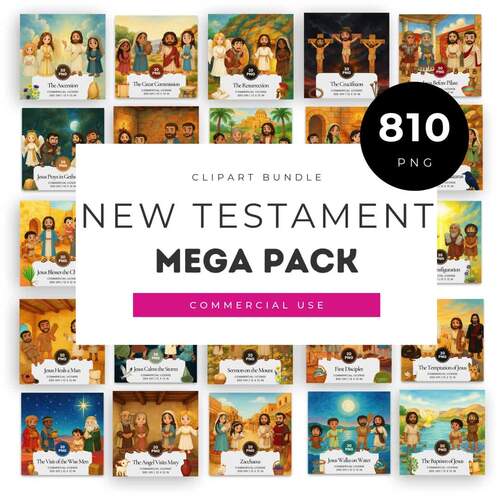 New Testament Bible 27 Stories Watercolor Clipart by Ikota Design