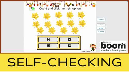Count and Match 1-20 Fall Digital Activity BOOM CARDS by Limes and Lemons