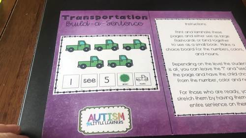 Transportation Theme - Build-A-Sentence by Autism Little Learners