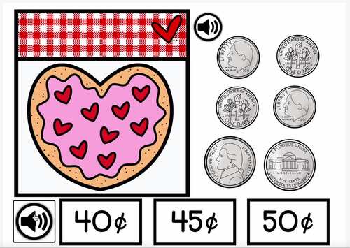 Counting Coins to $1 - Valentine's Day Bake Sale by Tong Stevens
