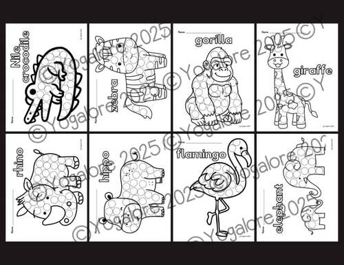 Safari Animal Dot Marker Printables for Toddlers & Preschool by Yogalore
