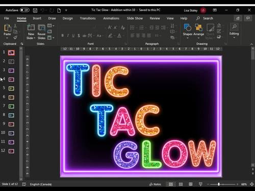 Addition Tic Tac Toe | Digital Glow Day Games for Addition Within 10
