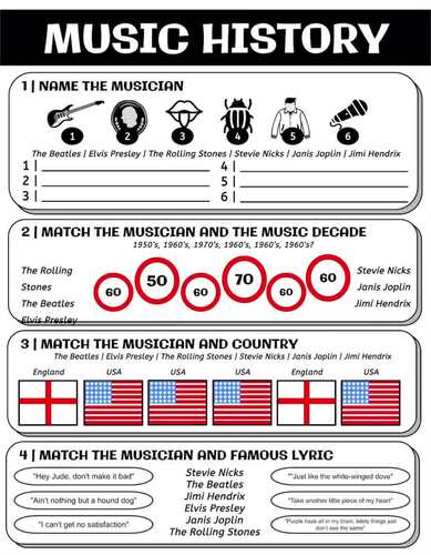 Decades Of Music Unit Workbook - Music History Printable Worksheets