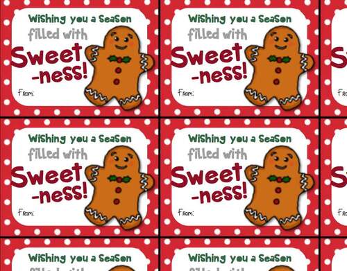 Gingerbread Man Christmas/ Winter Holiday Gift Tag-Wishing you a season ...