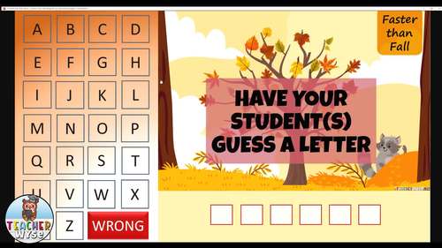 Fall Hangman Interactive Word Game | Faster than Fall A Fun PowerPoint ...