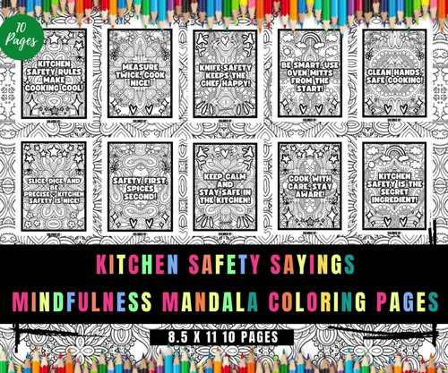 Kitchen Safety Class Decor Coloring Pages, Mindfulness And Relaxing ...