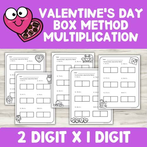 Valentine's Day 2 Digit by 1 Digit Box Method Multiplication | 4th Math ...