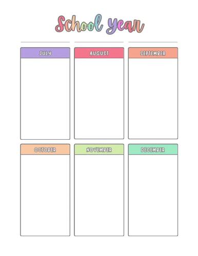 School Year Planner, Teacher Calendar, Year at a Glance, 2025, 2026, Blank