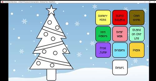 Digital PowerPoint Coloring Gross Motor Game- Christmas Tree Themed