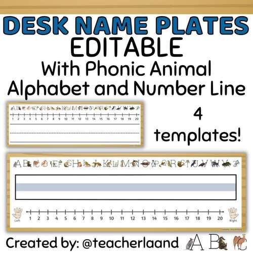 Animal Alphabet Farm House Theme Student Desk Name Plates / Tags! Editable!