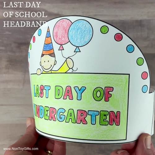 Last Day Of Kindergarten Headband - End of the Year Paper Hat Coloring ...
