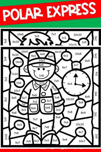 Polar Express Christmas Math Coloring Pages Multiplication Color by ...