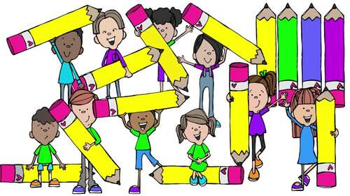 Kids with Pencils clipart digi stamps NEON {Simply Sweet} Melonheadz ...