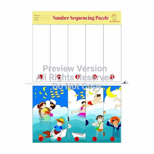 NUMBER SEQUENCING PUZZLE WORKSHEET | Fun Logical Order Activity ESL Set 1