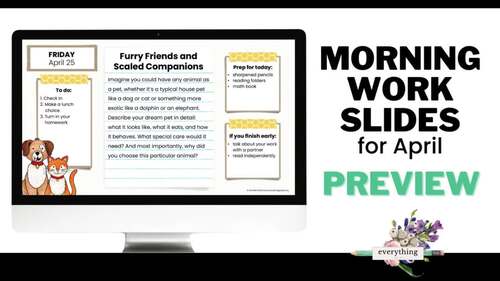 Spring Morning Work - Opinion Narrative & Informative Writing Prompts APRIL