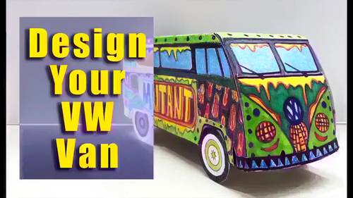 Hippie Van Design Art Activity [Slides / Video Guide / Template]