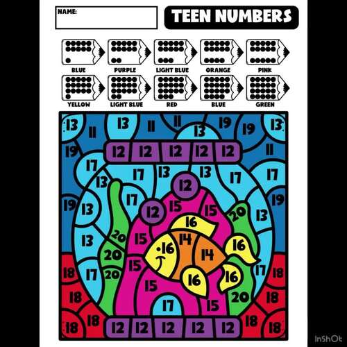 Color-by-Skill: Subitizing Teen Numbers Activity Worksheets | TPT