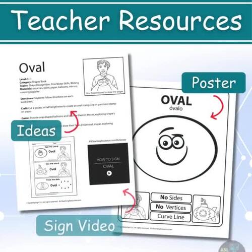Oval Worksheets ASL Shape Activity Task Cards Hands-On SPED Lesson Plan