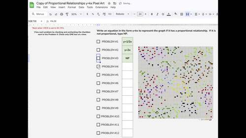 Proportional Relationships y=kx from Graphs Digital Resource Pixel Art ...