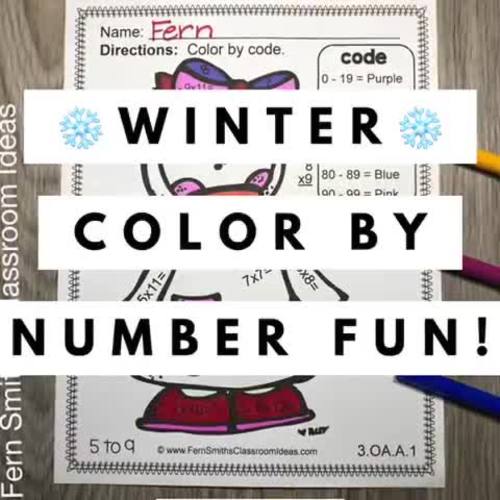 Winter Color By Number Multiplication and Division Bundle | TPT