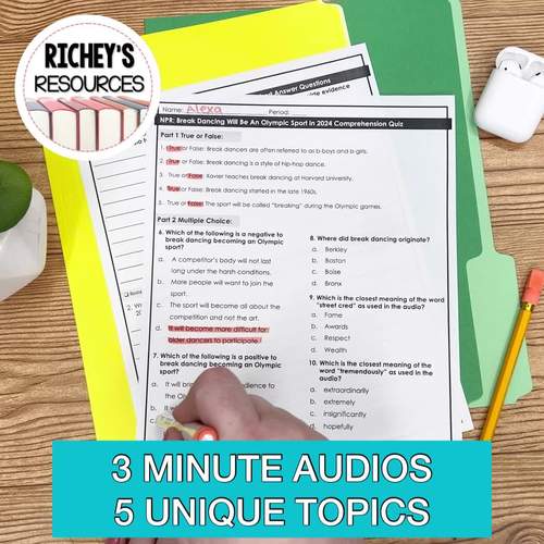 Listening Comprehension Practice NPR Audio Unit Volume 1 Digital and Print