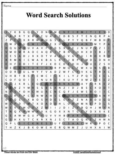 Bible Word Search - Words from Matthew 8 - Spelling Practice | TPT