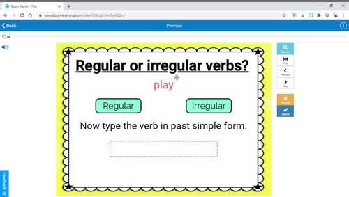 Regular or Irregular Verbs Past Simple BOOM Cards by Love 2 Learn English
