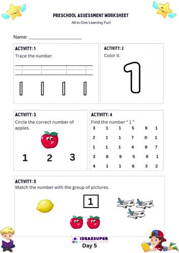 Number 1-10 Identification & Writing Worksheets Bundle | KG Workbook PDF
