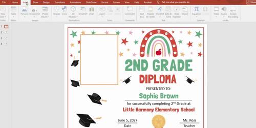 Editable 2nd Grade Graduation Diploma & Certificate, Retro Rainbow, PDF ...