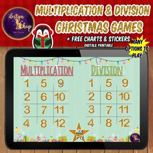 Multiplication and Division Spinners and Cards New Year Math Games