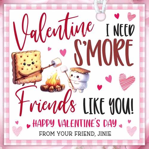 Valentine S'mores Gift Tag, Treat Tags, Editable Valentine Friend Gift ...