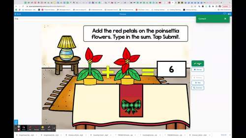 Christmas Poinsettia Addition BOOM Cards by Little Library of Learning