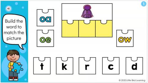 OA, OE, and OW - Digital Word Puzzles | Distance Learning | Google Slides