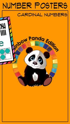 NUMBER POSTERS 0-20 Cardinal Ordinal Rainbow Panda Theme Classroom Decor