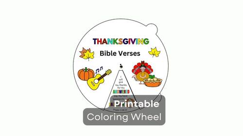 Thanksgiving Bible Verses Coloring Wheel, Printable Scripture Activity