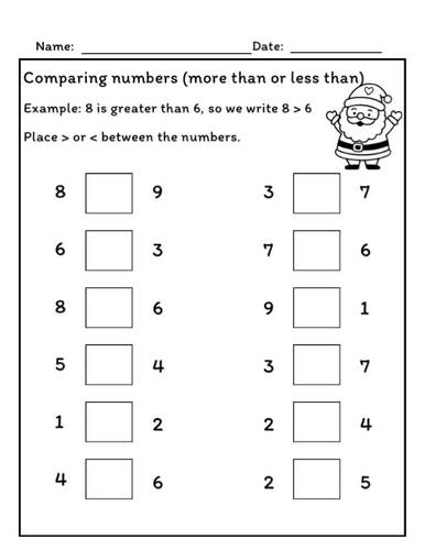 Winter Comparing Numbers Worksheets | >